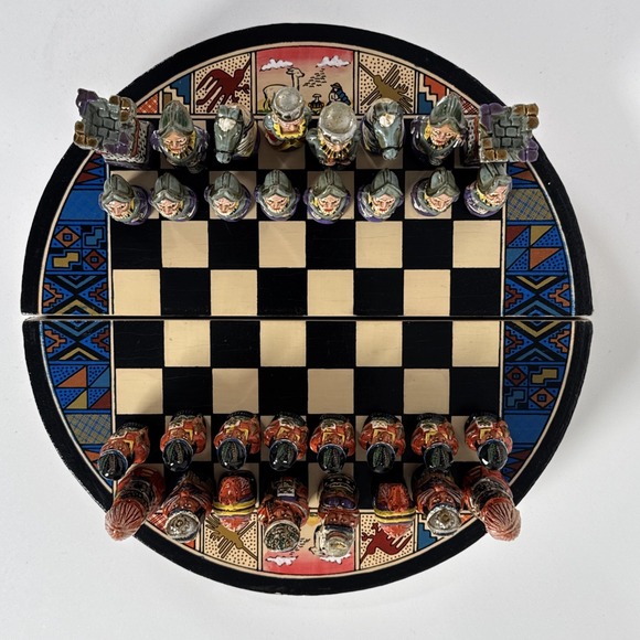 Handmade | Games | Folk Art Chess Set Peru Painted Wood Board Handmade ...